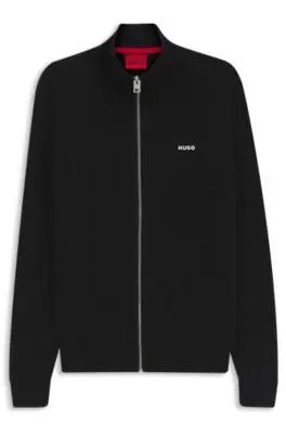 Hugo Logo-detail Knit Jacket - Black