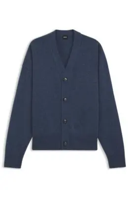 BOSS Relaxed-fit Virgin Wool Cardigan - Light Blue