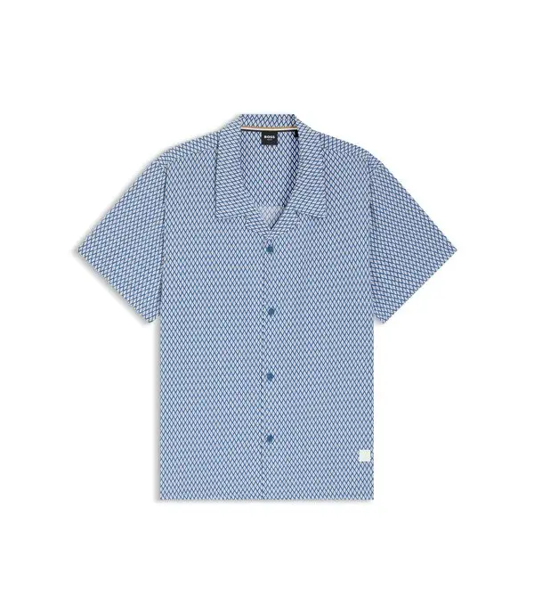 BOSS Regular-fit Shirt With All-over Print - Light Blue