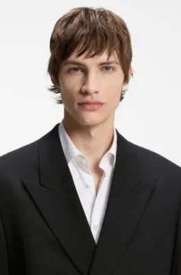Hugo Double-breasted Suit Jacket In Wool-blend Twill