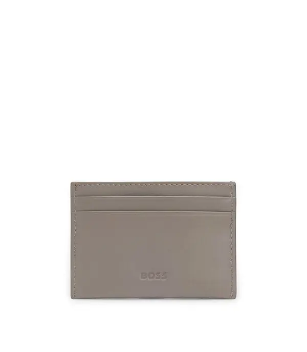 BOSS X Aston Martin Leather Card Holder With Wing Detail - Light Grey