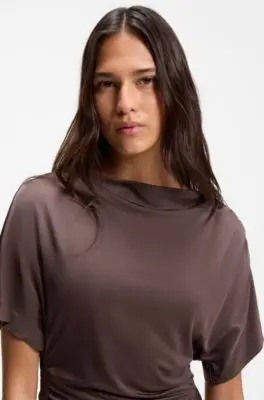 BOSS Slim-fit Gathered-detail Dress - Dark Brown