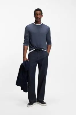 BOSS Slim-fit Merino Wool Sweater - Light Blue