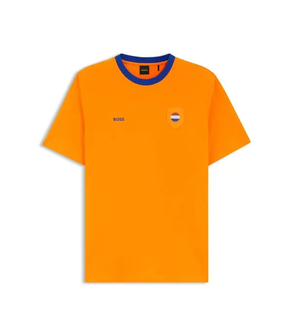 BOSS Stretch-cotton T-shirt With Country Flag And Logo - Netherlands