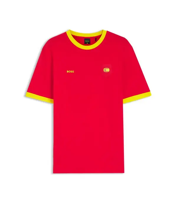BOSS Stretch-cotton T-shirt With Country Flag And Logo - Spain
