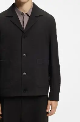 Hugo Modern-fit Jacket In Stretch-cotton Seersucker