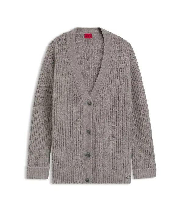 Hugo Embroidered-logo Oversized Cardigan