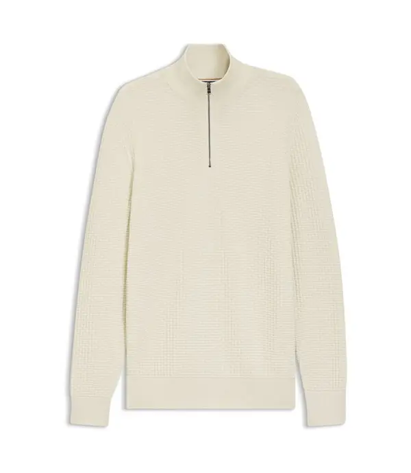 BOSS Cotton Quarter-zip Sweater - White