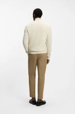 BOSS Cotton Quarter-zip Sweater - White