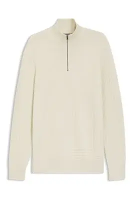 BOSS Cotton Quarter-zip Sweater - White