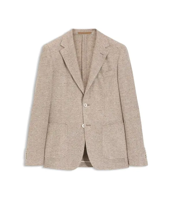 BOSS Patterned Regular-fit Linen-blend Blazer