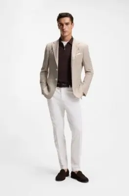 BOSS Patterned Regular-fit Linen-blend Blazer