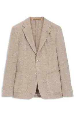BOSS Patterned Regular-fit Linen-blend Blazer