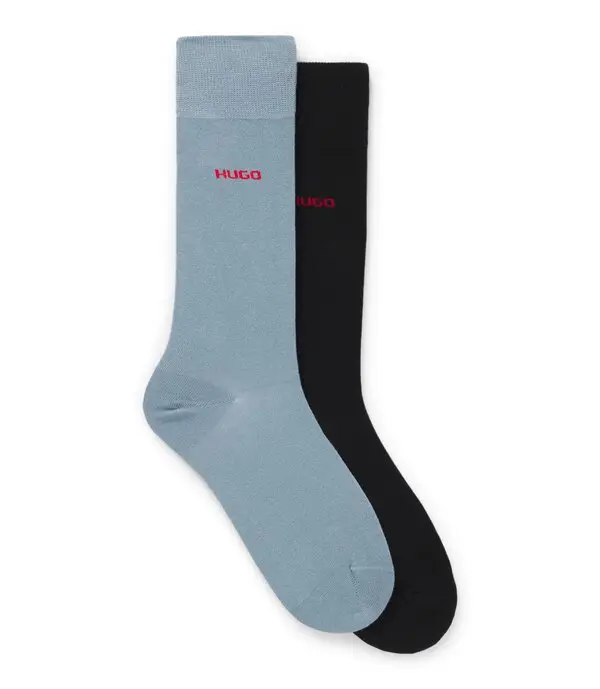 Hugo Two-pack Of Logo Crew Socks - Light Blue