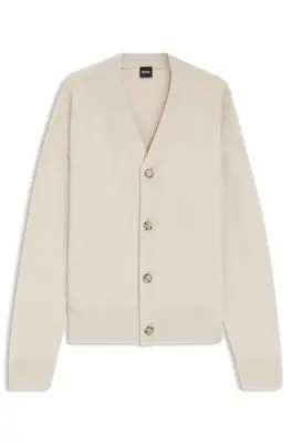 BOSS Virgin-wool Relaxed Fit Cardigan - White