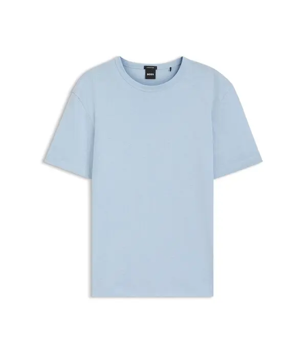 BOSS Cotton-linen T-shirt In A Regular Fit - Light Blue