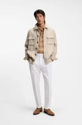 BOSS Regular-fit Overshirt In Virgin Wool - Beige