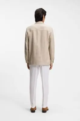 BOSS Regular-fit Overshirt In Virgin Wool - Beige
