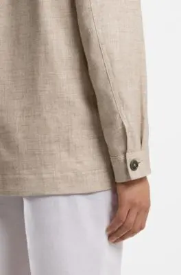 BOSS Regular-fit Overshirt In Virgin Wool - Beige