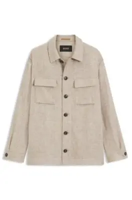 BOSS Regular-fit Overshirt In Virgin Wool - Beige