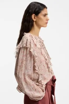 BOSS Printed Regular-fit Blouse