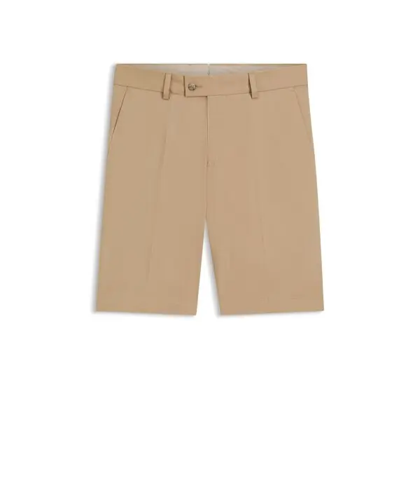 BOSS Tapered-fit Shorts In Cotton - Beige