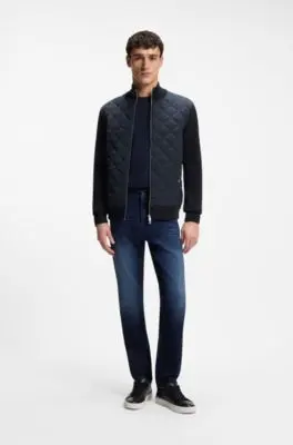 BOSS Knitted Wool Quilted-front Jacket
