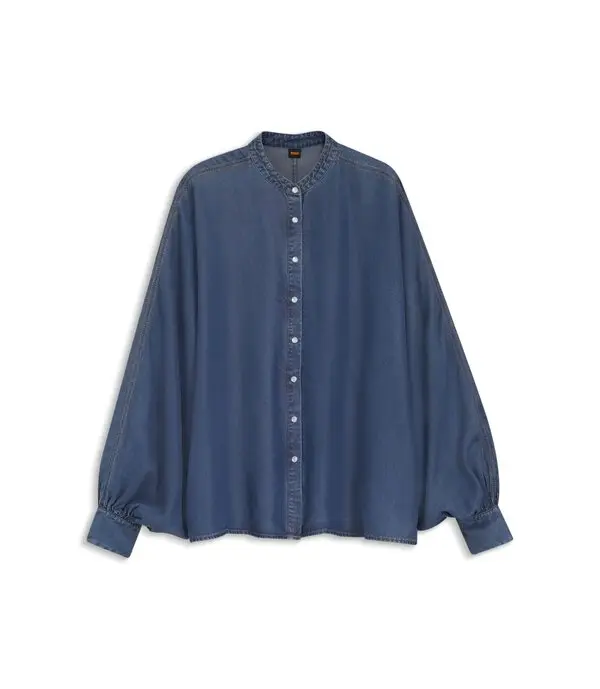 BOSS Relaxed-fit Blouse With Stand Collar