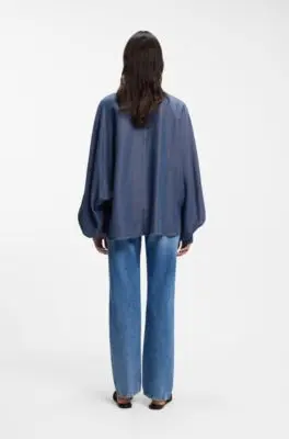 BOSS Relaxed-fit Blouse With Stand Collar