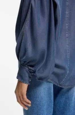BOSS Relaxed-fit Blouse With Stand Collar