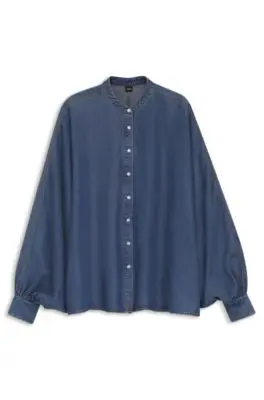 BOSS Relaxed-fit Blouse With Stand Collar
