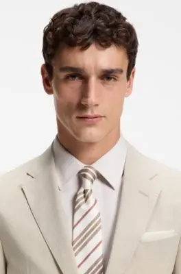 BOSS Slim-fit Seersucker Jacket - Beige