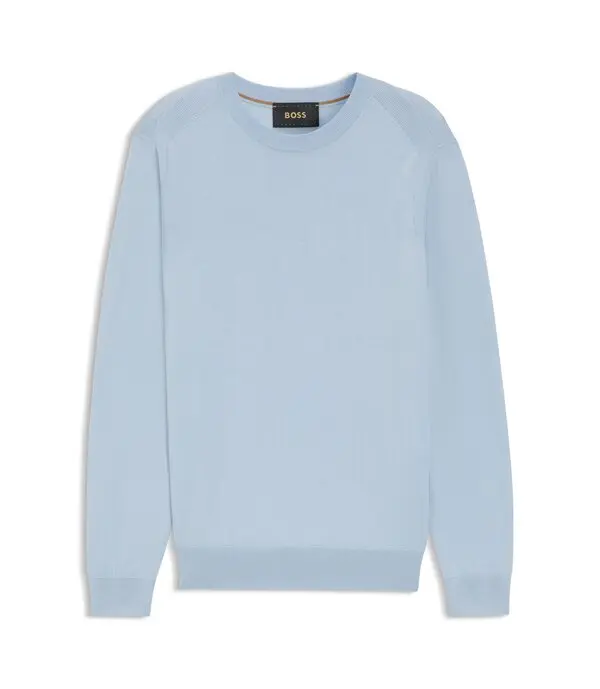 BOSS Knitted Wool-blend Sweater - Light Blue