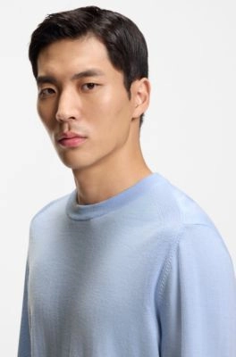 BOSS Knitted Wool-blend Sweater - Light Blue