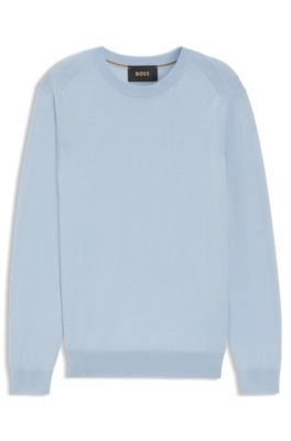 BOSS Knitted Wool-blend Sweater - Light Blue