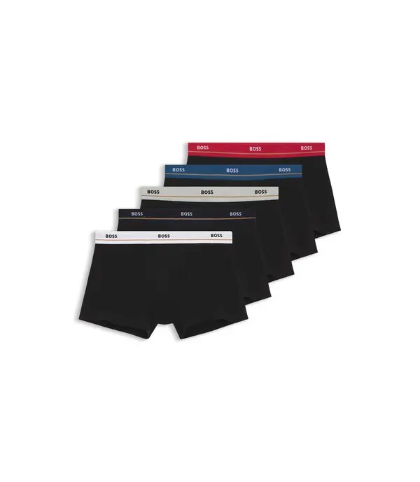 BOSS Five-pack Of Stretch-cotton Trunks With Logo Waistbands - Patterned