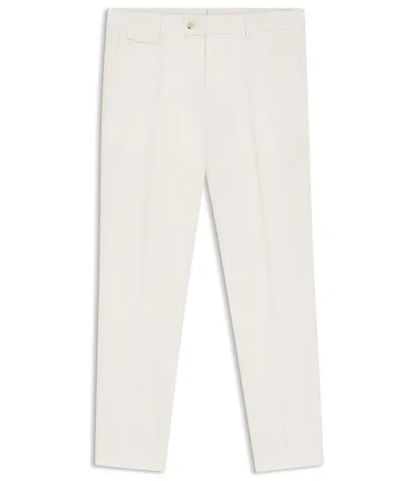 BOSS Easy-iron Tapered-fit Trousers In Stretch-cotton Poplin - White