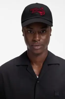 Hugo Cotton Twill Cap With Logo Patch - Black