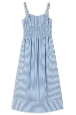 BOSS Cotton Poplin Midi Dress With Stripes