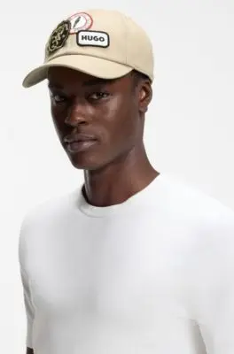 Hugo Cotton Twill Cap With Logo Patch - Beige