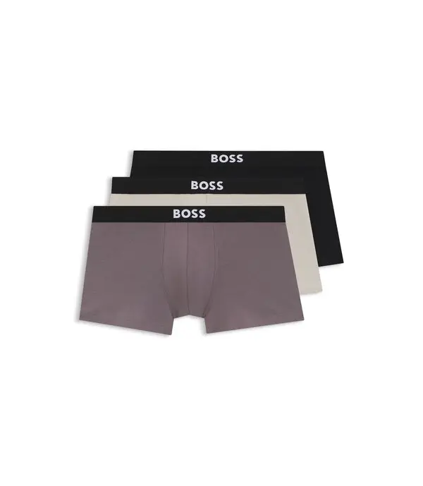 BOSS Three-pack Of Stretch-cotton Trunks - Light Grey