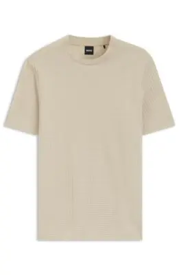 BOSS Jacquard-pattern T-shirt In Cotton - Light Beige
