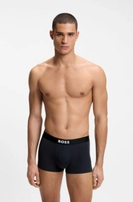 BOSS Three-pack Of Stretch-cotton Trunks With Logo Waistbands - Assorted Pre Pack