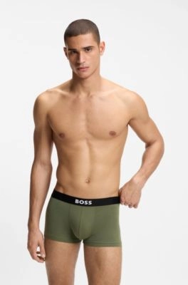BOSS Three-pack Of Stretch-cotton Trunks With Logo Waistbands - Assorted Pre Pack