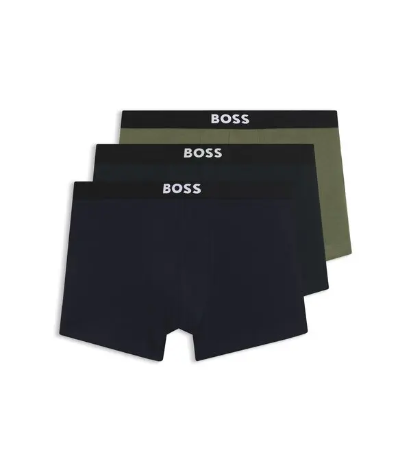 BOSS Three-pack Of Stretch-cotton Trunks - Light Blue
