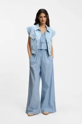 BOSS Cotton-poplin Top With Stripes