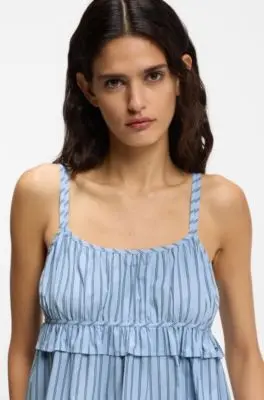 BOSS Cotton-poplin Top With Stripes