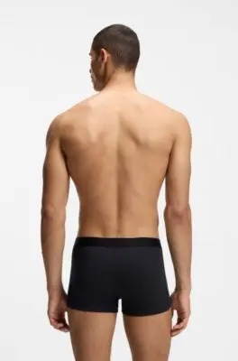 BOSS Three-pack Of Stretch-cotton Trunks With Logo Waistbands - Patterned