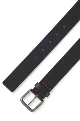 Hugo Italian-made Belt In Buffalo Leather With Logo Buckle