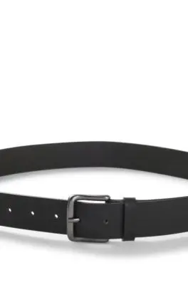 Hugo Italian-made Belt In Buffalo Leather With Logo Buckle